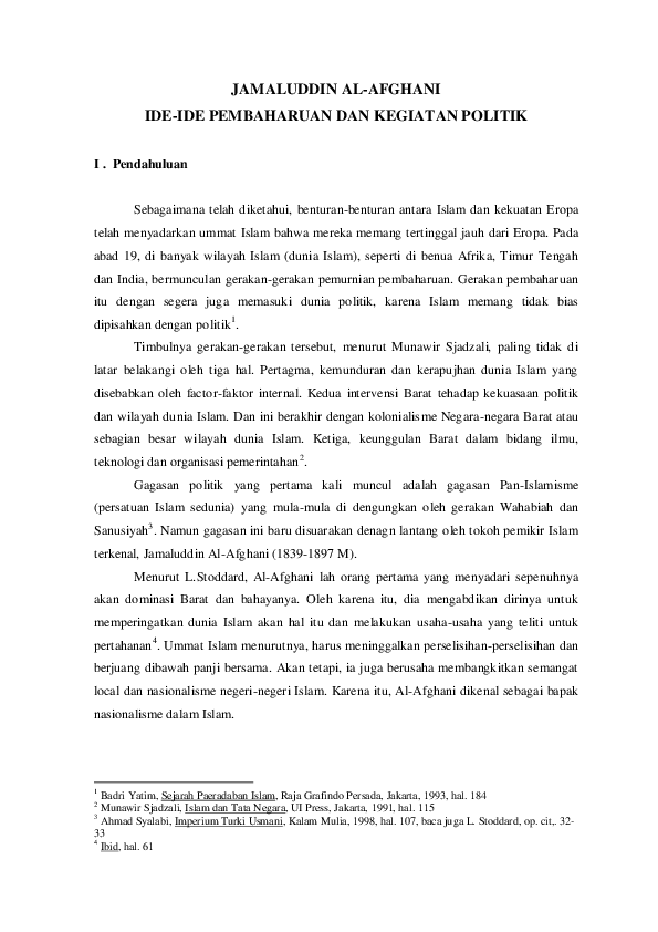 (PDF) JAMALUDDIN AL-AFGHANI IDE-IDE PEMBAHARUAN DAN KEGIATAN POLITIK