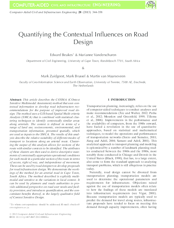 (PDF) Quantifying the Contextual Influences on Road Design