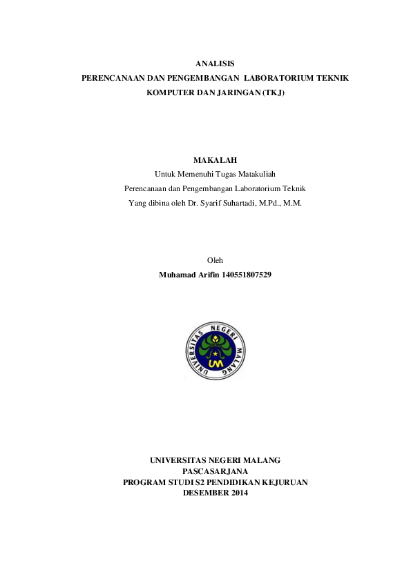 ANALISIS PERENCANAAN DAN PENGEMBANGAN LABORATORIUM TEKNIK KOMPUTER DAN ...