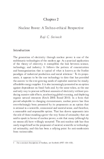 (PDF) Nuclear Power: A Techno-ethical Perspective