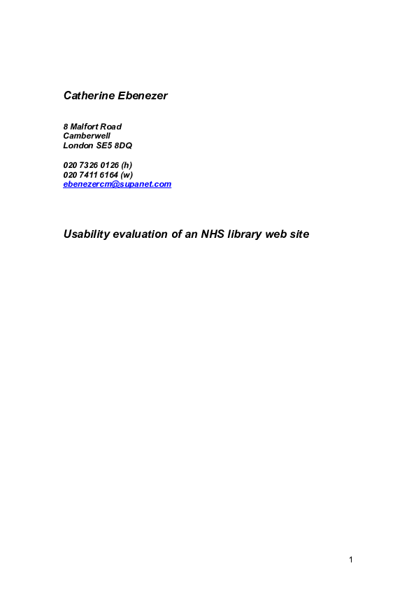 (DOC) Usability evaluation of an NHS library website
