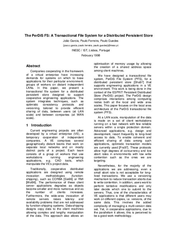 (PDF) The PerDiS FS: A transactional file system for a distributed ...