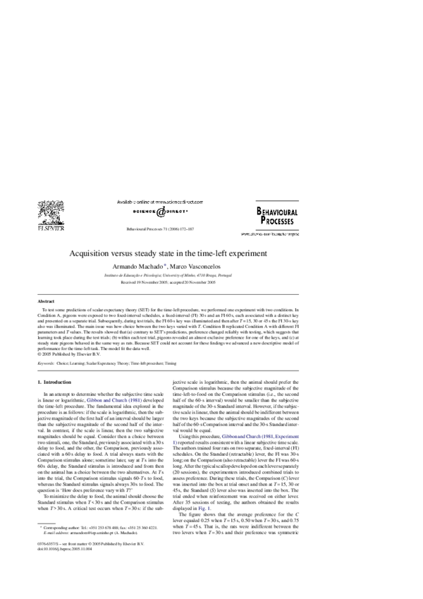 (PDF) Acquisition versus steady state in the time-left experiment