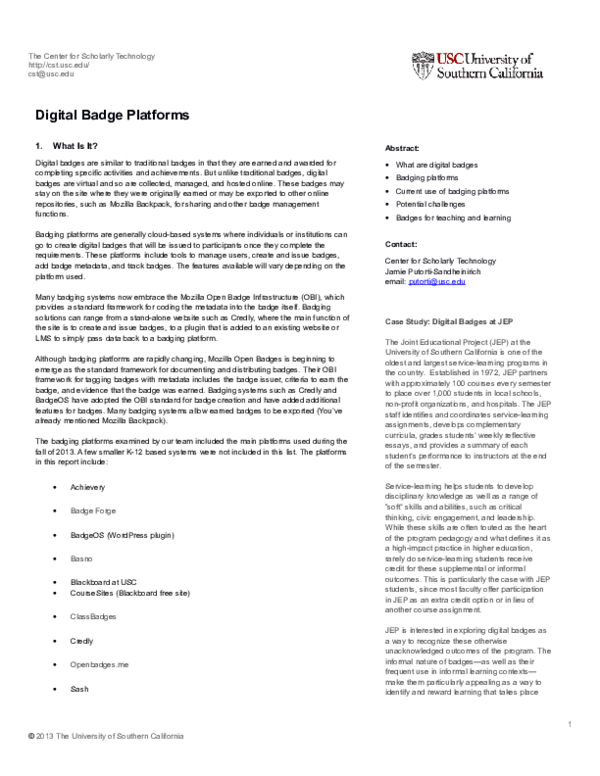 (DOC) Digital Badge Platforms