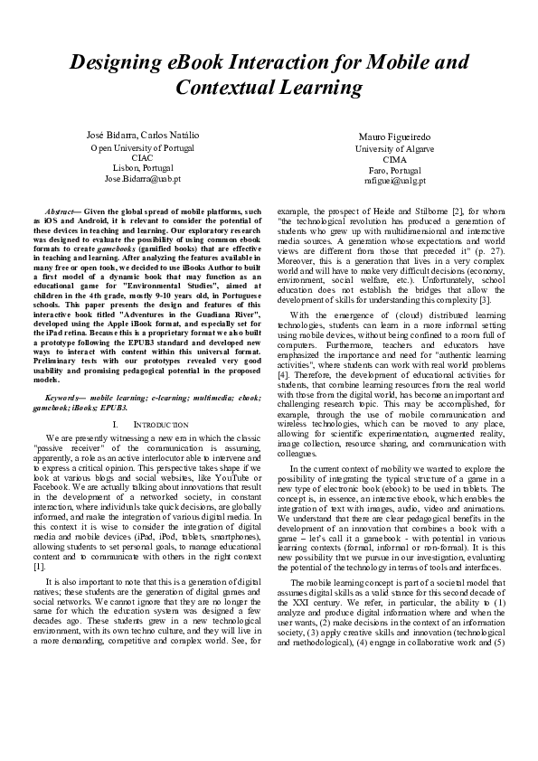 (PDF) Designing eBook Interaction for Mobile and Contextual Learning