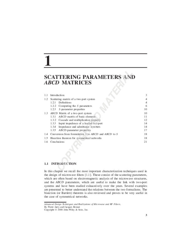 (PDF) TE RI SCATTERING PARAMETERS AND ABCD MATRICES