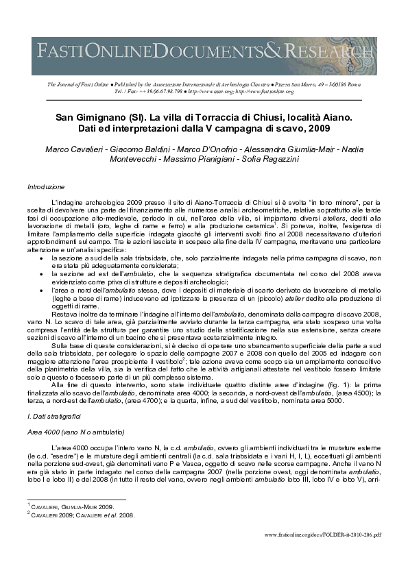 (PDF) Marco Cavalieri, Giacomo Baldini, Marco D’Onofrio, Alessandra ...