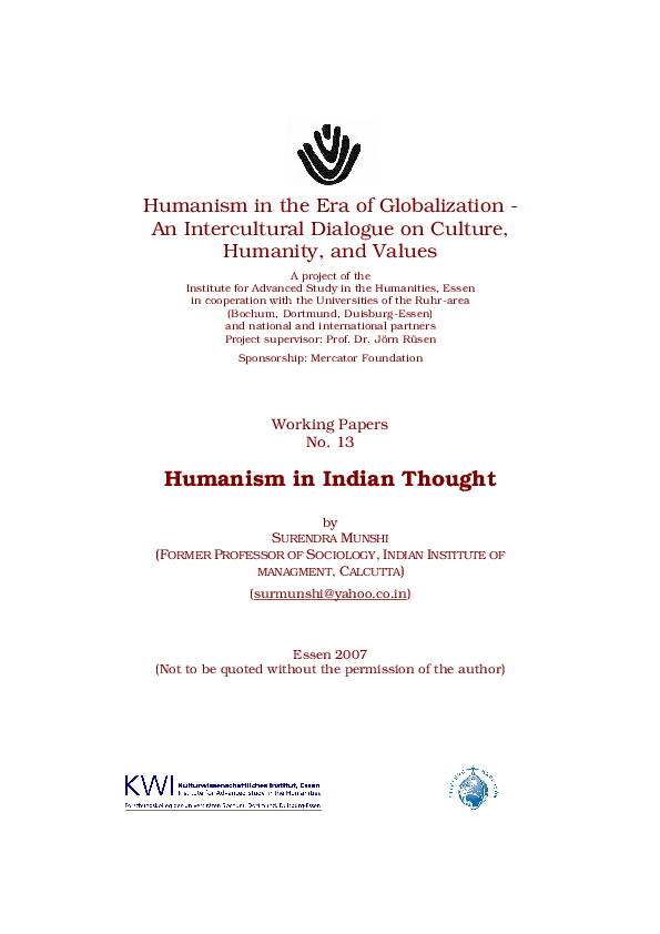 (PDF) Humanism in Indian Thought