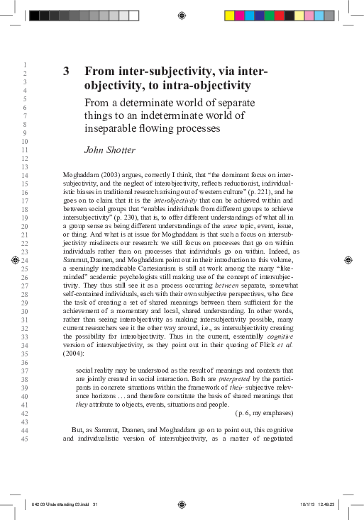 (PDF) From inter-subjectivity, via inter-objectivity, to intra ...