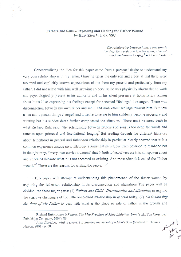 (PDF) Fathers and Sons: Exploring and Healing the Father Wound