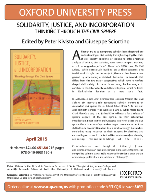 (PDF) Peter Kivisto, Giuseppe Sciortino, eds., Solidarity, Justice and ...