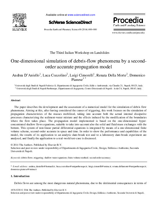 One-dimensional Simulation of Debris-flow Inception and Propagation