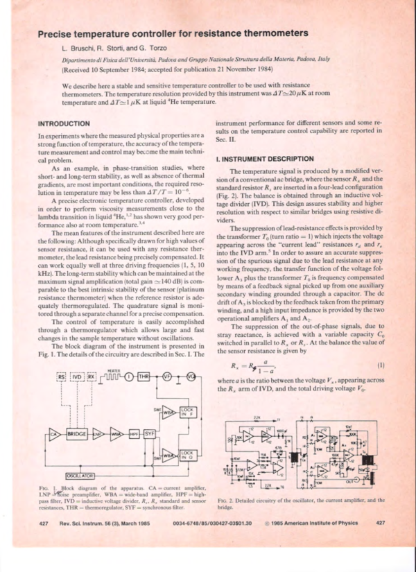 (PDF) Precise temperature controller for resistance thermometers