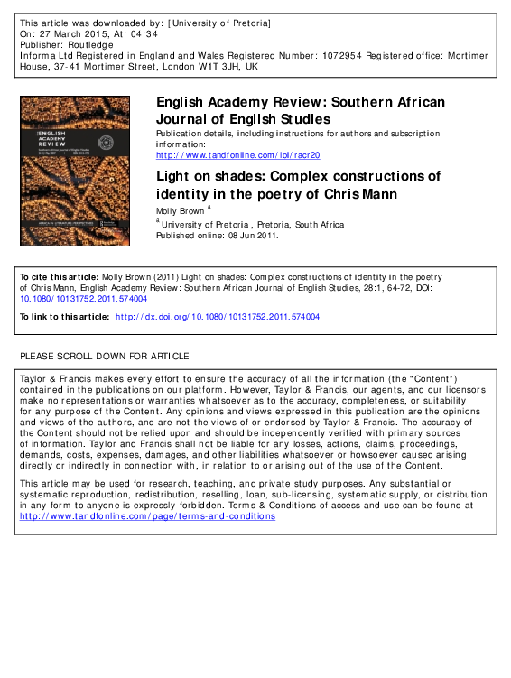 (PDF) Light on Shades: Complex Constructions of Identity in the Poetry ...