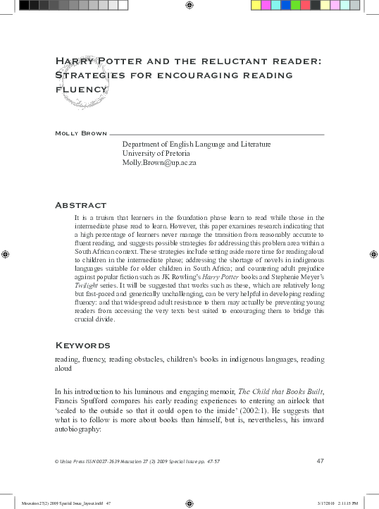 (PDF) Harry Potter and the Reluctant Reader: Strategies for Improving ...
