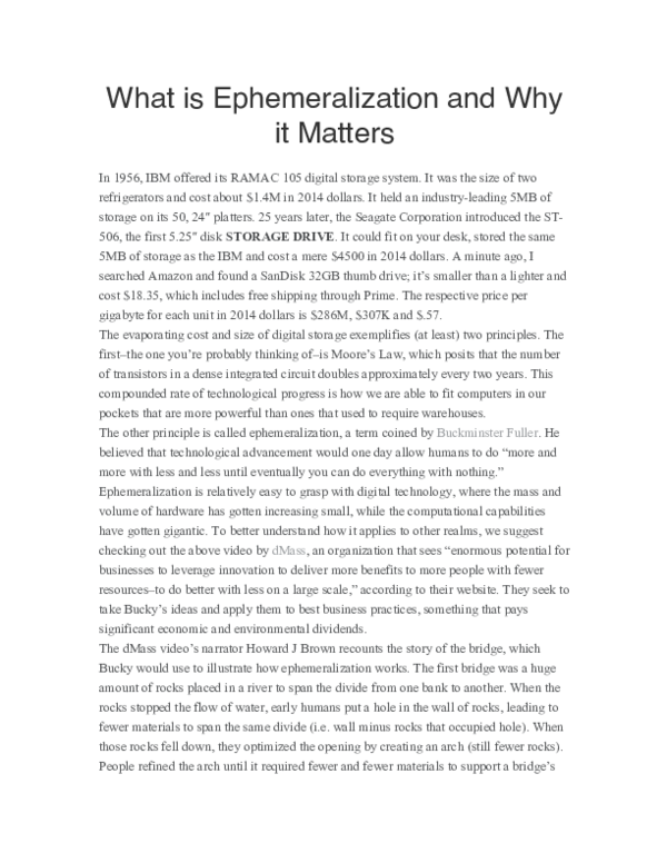 (PDF) What is Ephemeralization and Why it Matters