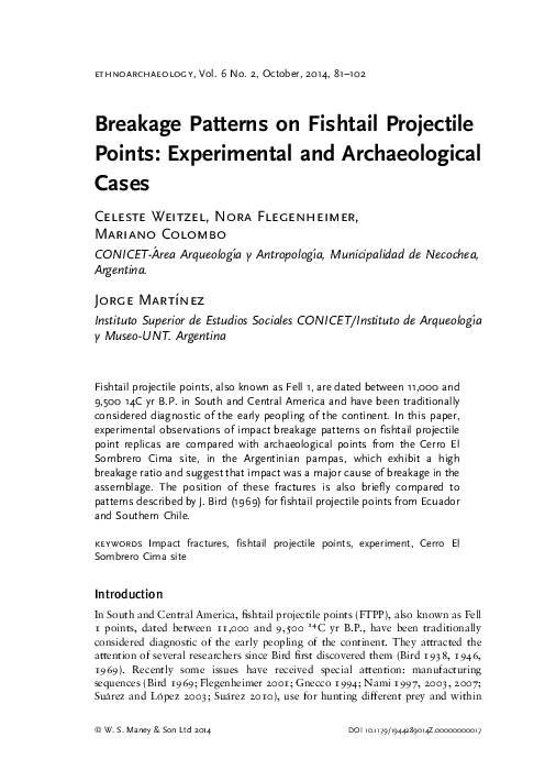 (PDF) 2014. Breakage Patterns on Fishtail Projectile Points ...