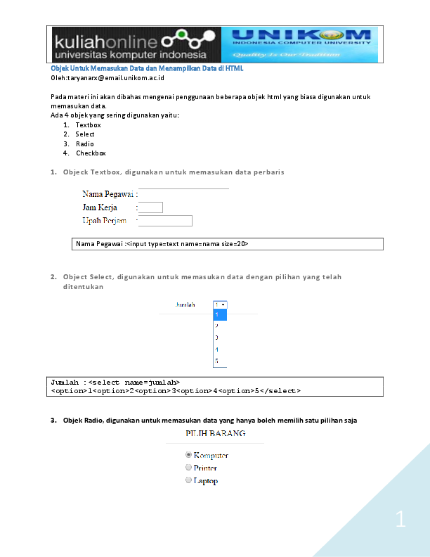 (PDF) Membaca Objek dari HTML ke Java Script