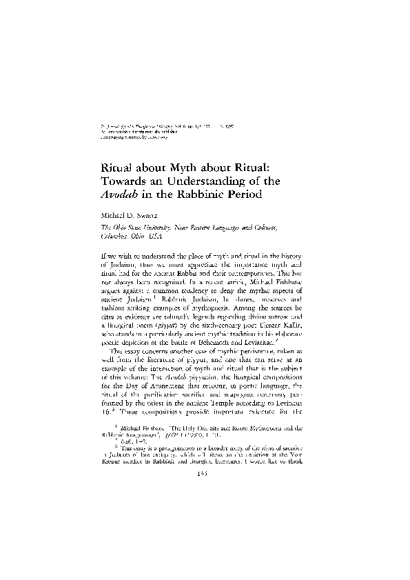 (PDF) Ritual about Myth about Ritual: Towards an Understanding of the ...