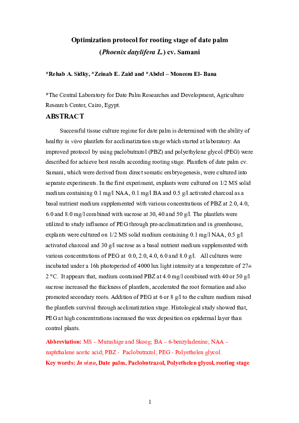 (DOC) Optimization protocol for rooting stage of date palm (Phoenix ...