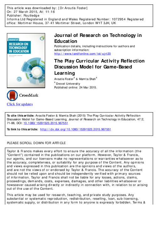 (PDF) The Play Curricular activity Reflection Discussion model for game ...