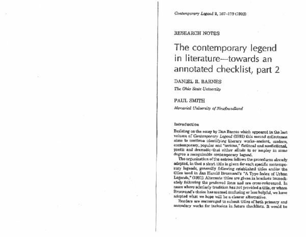 (PDF) The Contemporary Legend in Literature - Towards an Annotated ...