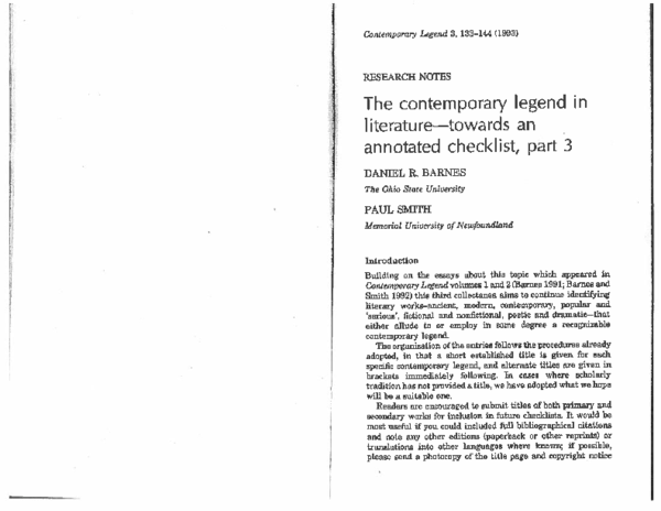 (PDF) The Contemporary Legend in Literature - Towards an Annotated ...