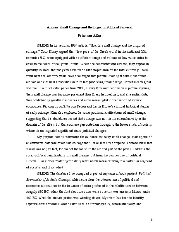 (PDF) Archaic Small Change and the Logic of Political Survival | Peter ...