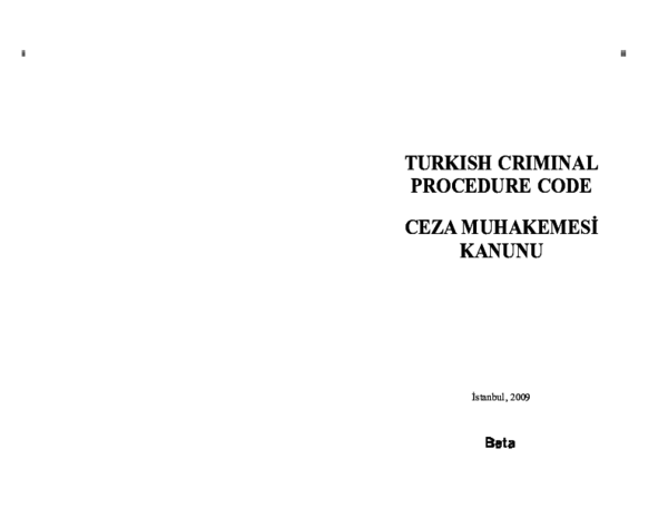 (PDF) TURKISH CRIMINAL PROCEDURE CODE C E Z A M U H A K E M E S İ K A N ...