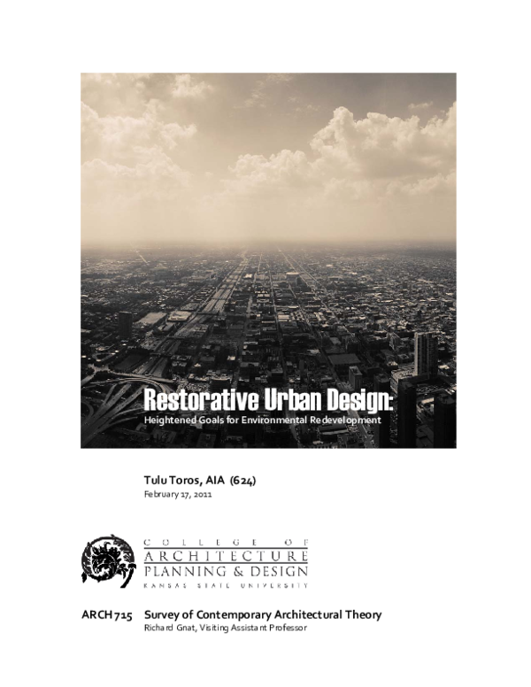(PDF) RESTORATIVE URBAN DESIGN: Heightened Goals for Environmental ...