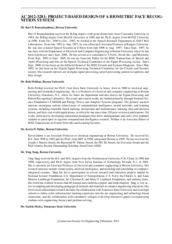 (PDF) BASED DESIGN OF A BIOMETRIC FACE RECOG-NITION SYSTEM