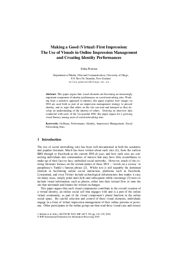 (PDF) Making a Good (Virtual) First Impression: The use of visuals in ...