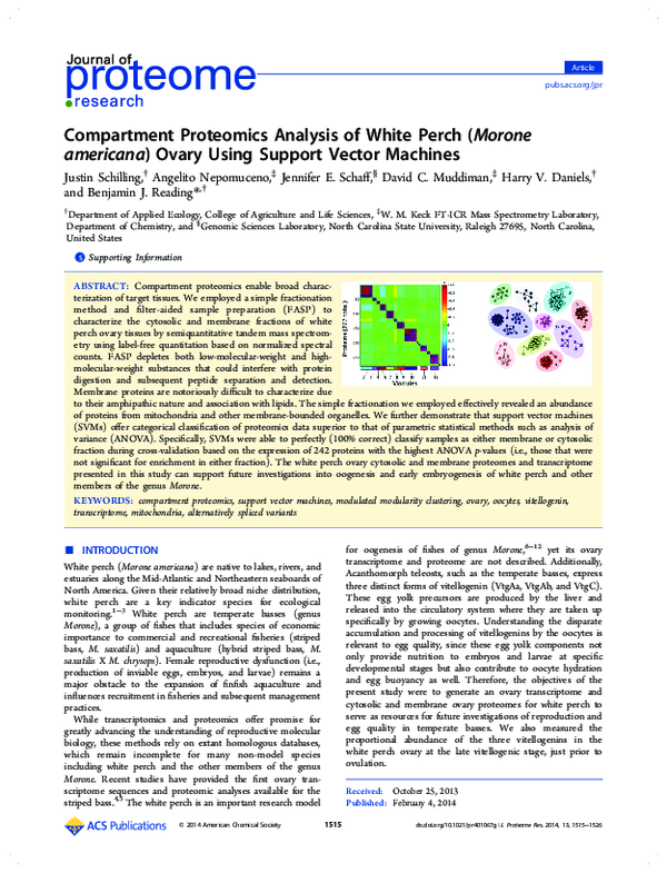 (PDF) Compartment Proteomics Analysis of White Perch (Morone americana) Ovary Using Support ...
