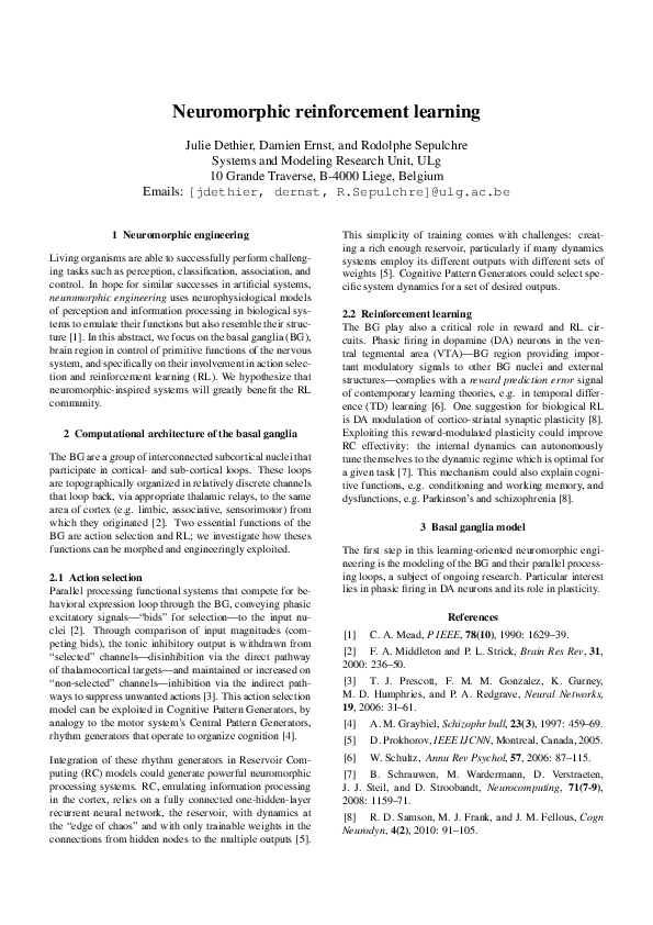 (PDF) Neuromorphic reinforcement learning