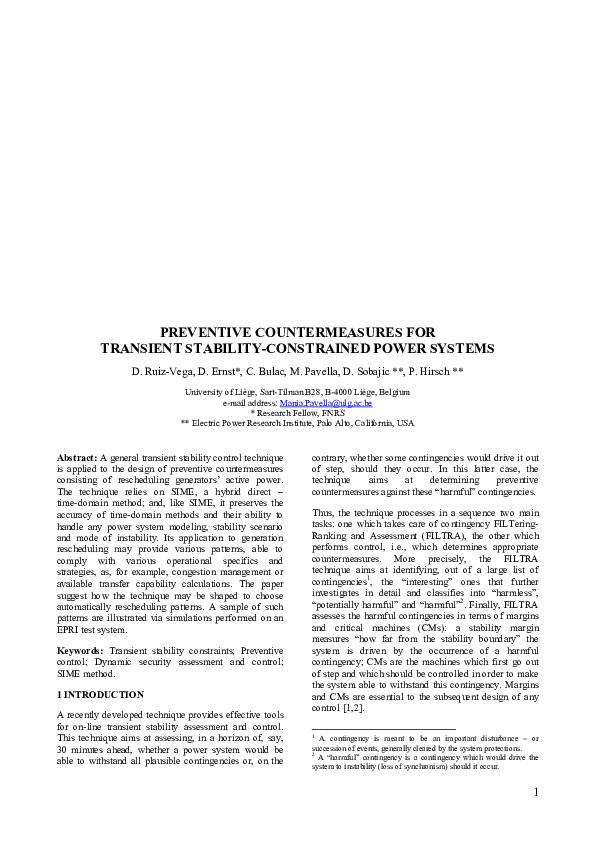 (PDF) Preventive countermeasures for transient stability-constrained ... (PDF) Preventive countermeasures for transient stability-constrained ...