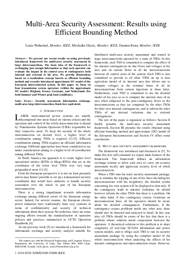(PDF) Multi-Area Security Assessment: Resuits using Efficient Bounding Method