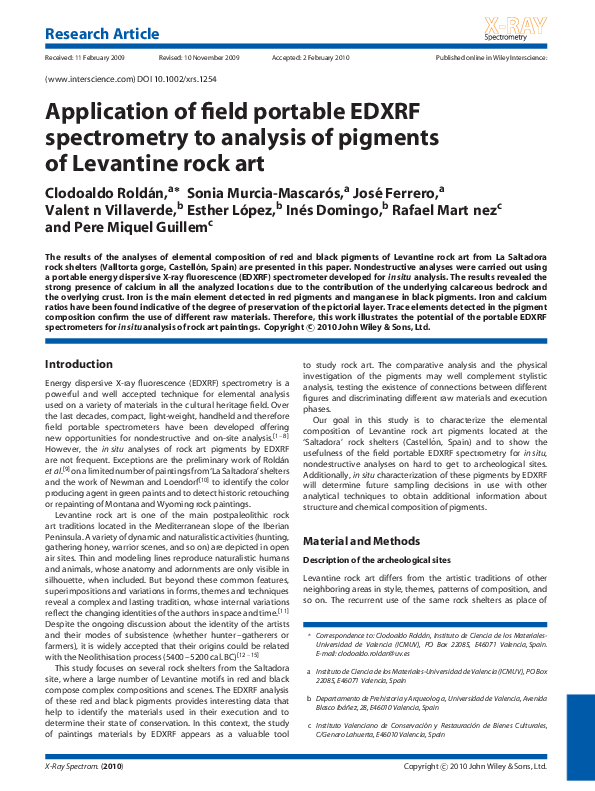 (PDF) Application of field portable EDXRF spectrometry to analysis of ...