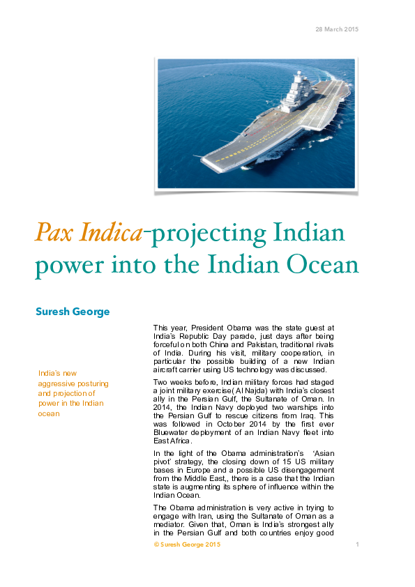 (PDF) Pax Indica-projecting Indian power into the Indian Ocean
