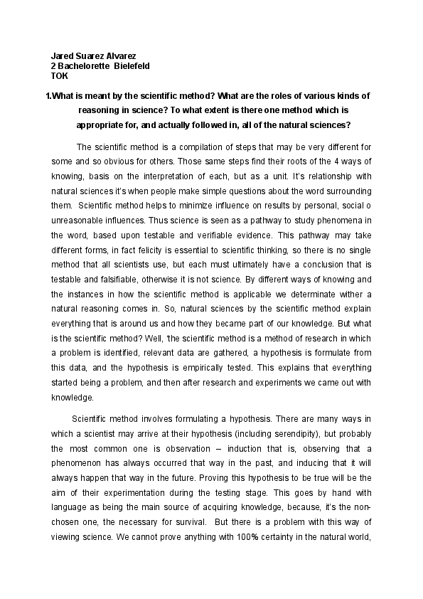 Doc Scientific Method In Tok Explanations According Ways Of Knowing