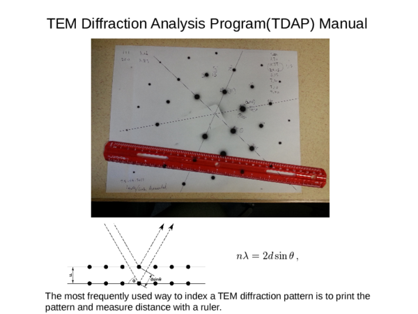 (PDF) TEM Diffraction Analysis Program(TDAP) Manual