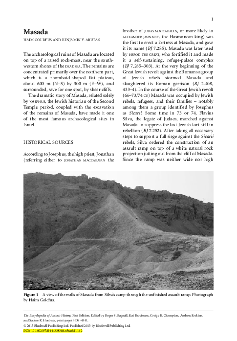 (PDF) Masada by Goldfus and Arubas