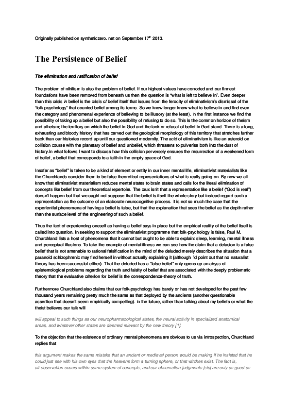 (DOC) On the persistence of belief