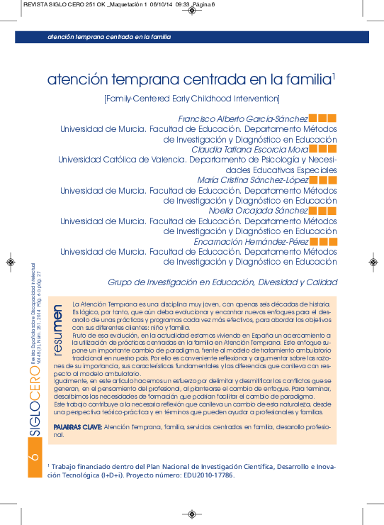(PDF) Family-centered Early Childhood Intervention / Atención Temprana ...
