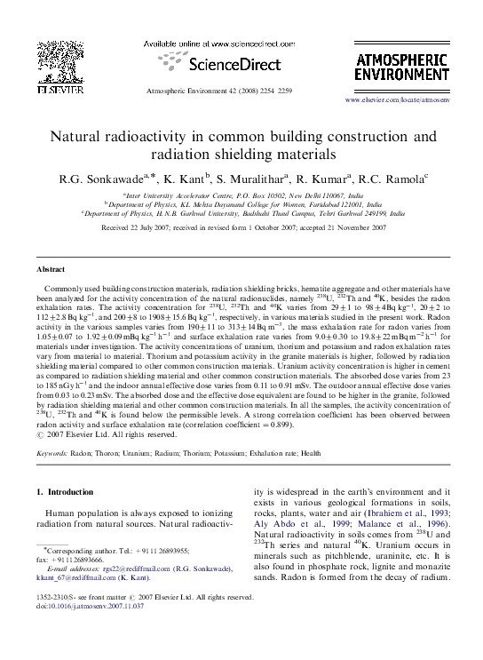 (PDF) Natural radioactivity in common building construction and ...