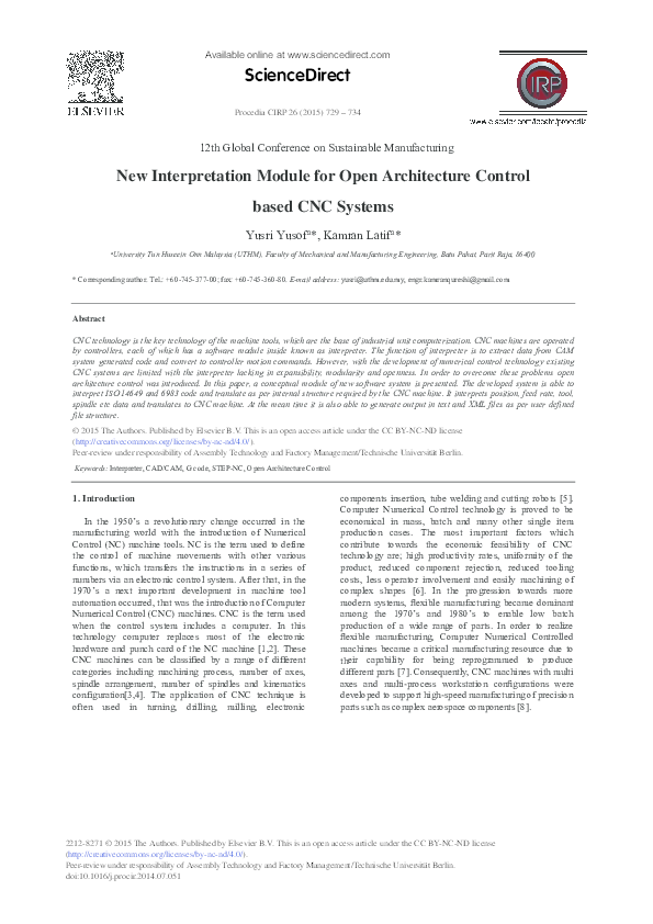 Pdf New Interpretation Module For Open Architecture Control Based Cnc