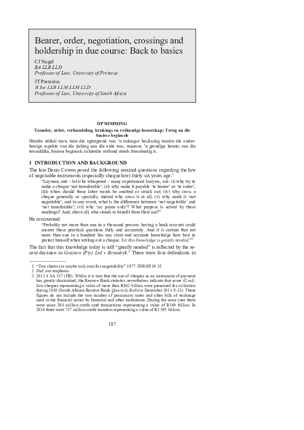 (PDF) Bearer, order, negotiation, crossings and holdership in due ...