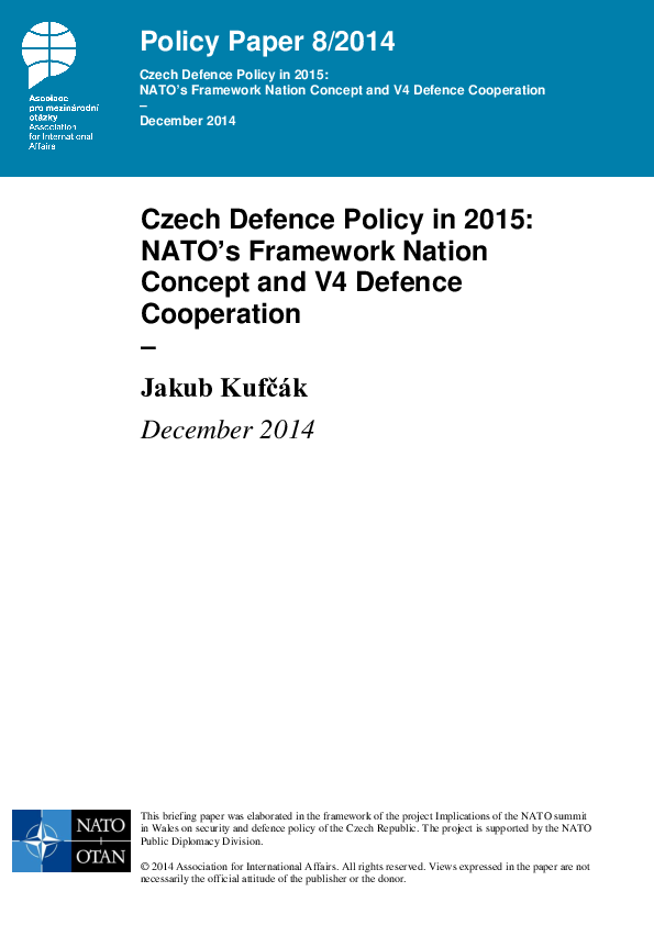 (PDF) Czech Defence Policy in 2015: NATO’s Framework Nation Concept and ...