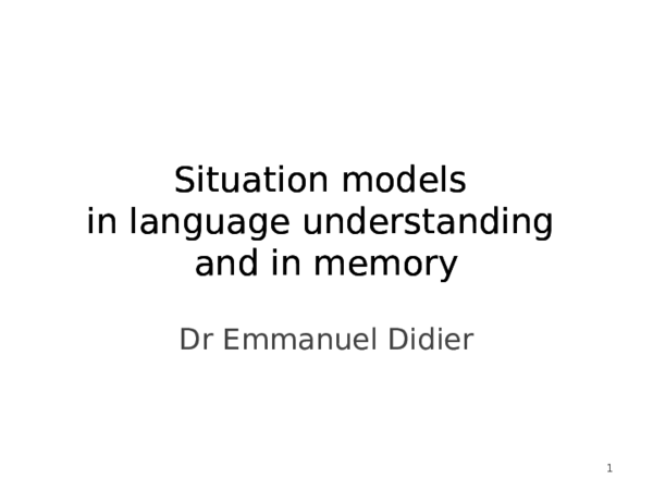 (PPT) Situation models in language understanding / Modèles de situation ...