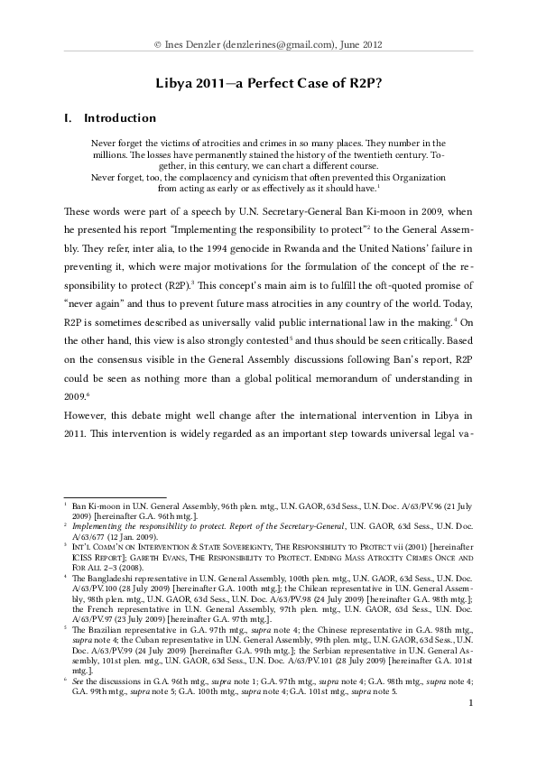 (PDF) Libya 2011—a Perfect Case of R2P?