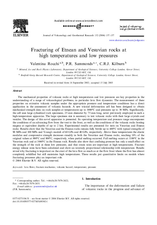 (PDF) Fracturing of Etnean and Vesuvian rocks at high temperatures and ...